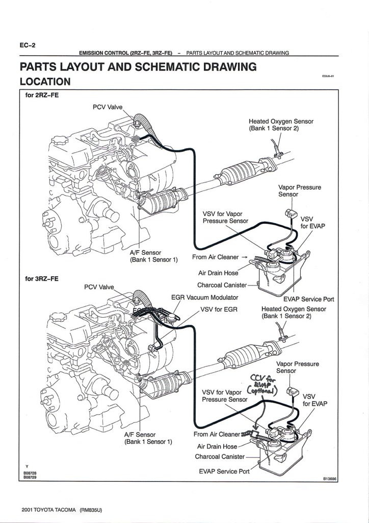2.7L (3RZ-FE) and 2.4L (2RZ-FE) EVAP/Vacuum Diagrams - Tech Info - Off Road Solutions